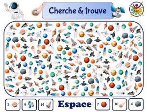 Cherche et trouve Espace - Un Anniversaire en Or - Jeu enfant gratuit