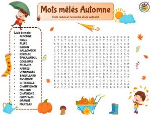 Mots mêlés Automne - Jeu à imprimer - Un Anniversaire en Or