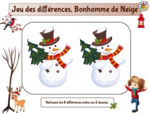 Jeu des différences Bonhomme de Neige - Un Anniversaire en Or