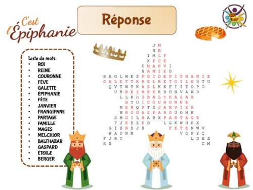 Mots mêlés Épiphanie - Jeu à imprimer - Un Anniversaire en Or