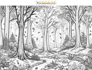 Coloriage Forêt Automne - Un Anniversaire en Or