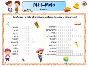 Jeu de lettres mélangées École - PDF gratuit à imprimer - Un ...