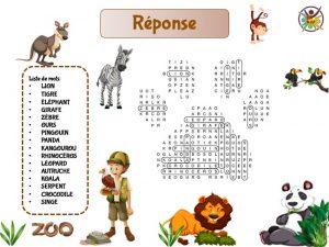Mots mêlés Animaux du Zoo - Recherche de mots - Un Anniversaire en Or